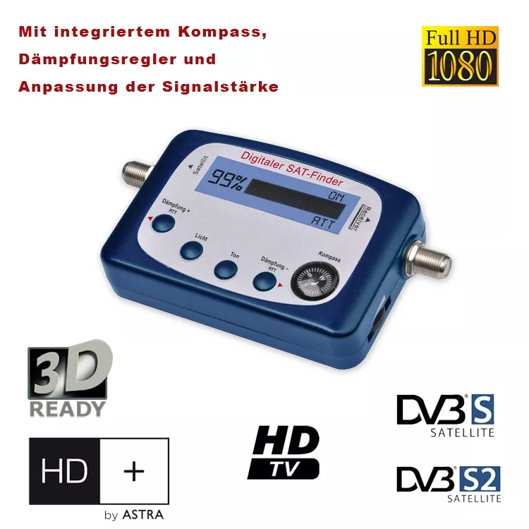 Satfinder SF 2500 HDTV HD Digital Satellite Finder Meter With F Cable ...